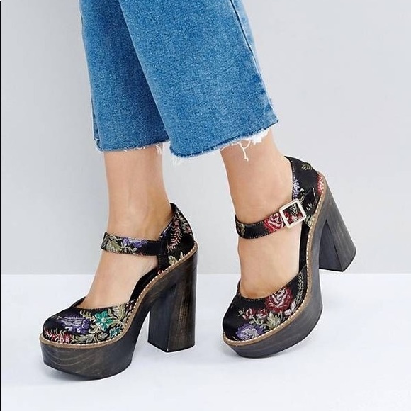Free People | Shoes | Nib Free People Starlet Platform Heels Black ...